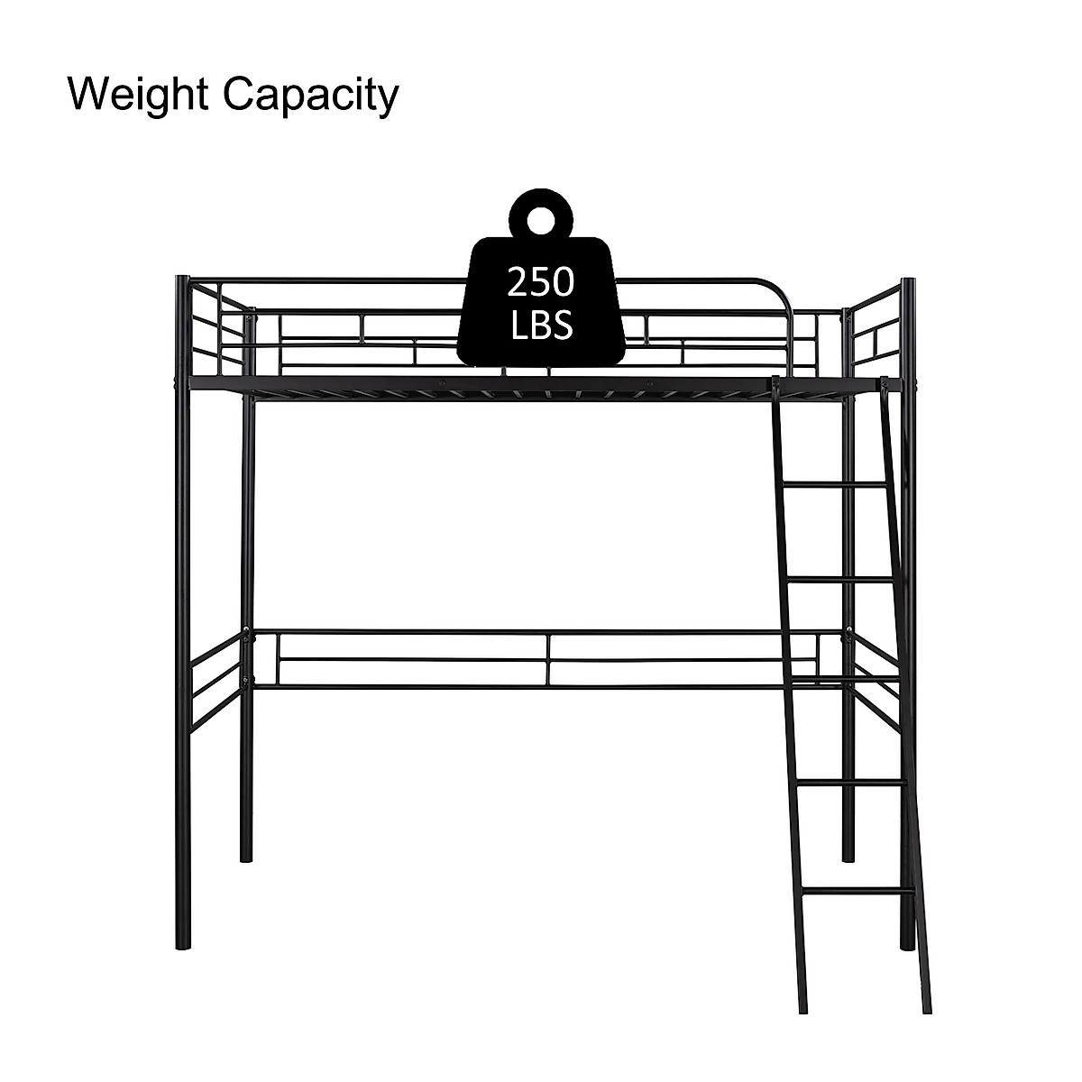 Lifeand Sturdy Twin Size Metal Loft Bed with Built-in Ladder and Guardrails for Space-Saving Solution in Kids' and Teens' Rooms,Black