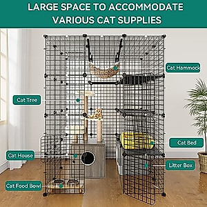 YITAHOME 4 Tier 55" Cat Cage Large Enclosures with Hammock Detachable Metal Wire Crate Kennels Indoor/Outdoor Small Animal House Fence for 1-4 Cats,DIY Pet Crate Playpen