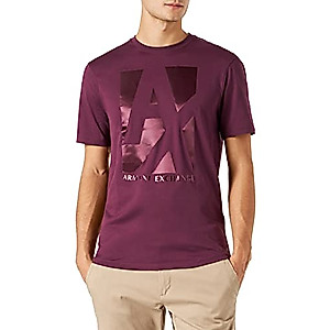 A|X ARMANI EXCHANGE Men's Silky Large Logo T-Shirt, Grape Wine, S