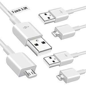 Micro USB Cable Charger 3 Pack 3.3FT for Samsung, Phone Micro USB Charger Cord Compatible with Xbox One,PS4,Power Bank,Kindle, Tablet