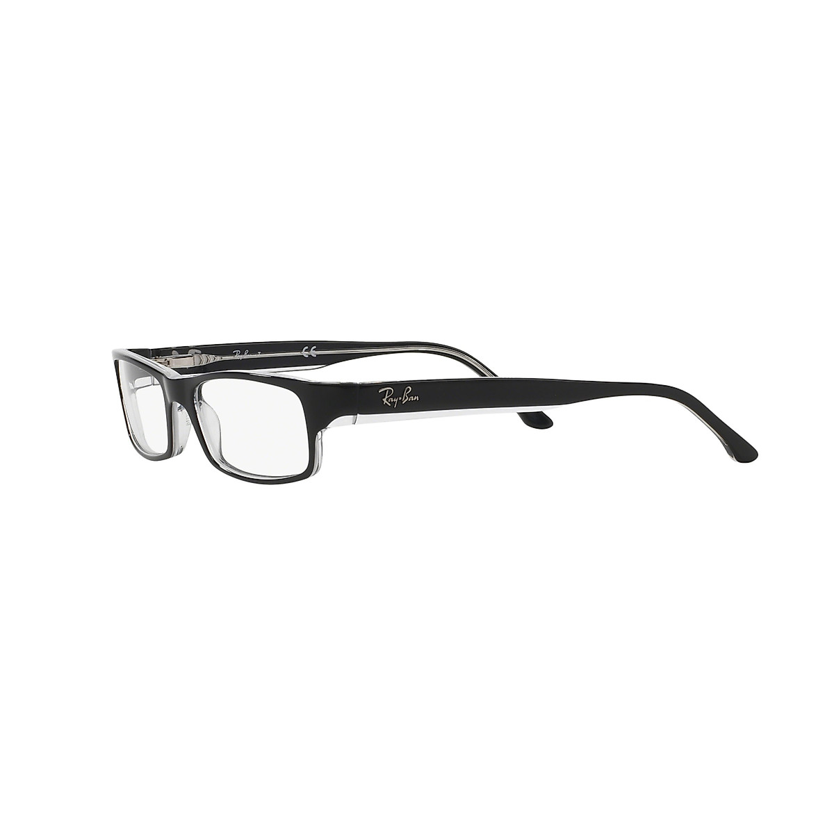 Ray-Ban RX5114 Rectangular Prescription Eyeglass Frames, Black On Transparent/Demo Lens, 54 mm