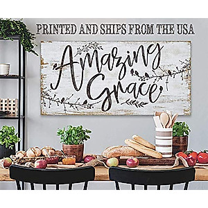 Amazing Grace - 12" x 24" Canvas Wall Art (Printed on Canvas, Not Wood) - Stretched on a Heavy Wood Frame - Ready to Hang - Perfect Dining and Living Room Decor - Makes a Great Housewarming Gift Under $50