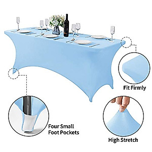 Hezuzo 2Pack Spandex Table Cover for 6Ft Table Universal Fitted Stretch Tablecloth for Party, Banquet, Wedding and Events-Blue Mist