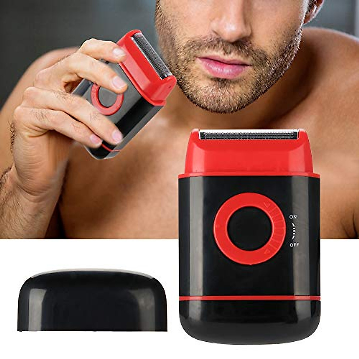 Electric Shaver, Ultra-thin Foil Pop-up Beard Trimmer AA Battery Power Shaving Razor for Men(Red)