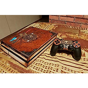 ZOOMHITSKINS PS4 Console and Controller Skins, Old Book Treasure Pirate Knight Medieval Gold Pearl Map, Durable, Bubble-Free Goo-Free, 1 Console Skin 2 Controller Skins, Made in USA