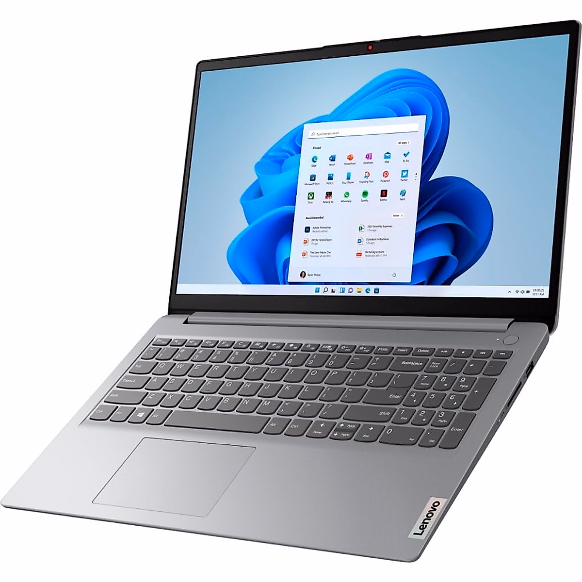 Lenovo IdeaPad 1 15.6"" HD Laptop, Athlon Silver 7120U, 4GB RAM, 256GB PCIE SSD, Webcam, Type-C, SD Card Reader, USB-A&C, Wi-Fi 6, Windows 11 + GM Accessory, Cloud Grey