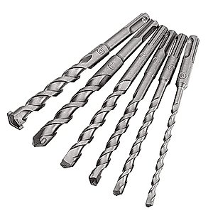 Mesee 6 Pcs SDS Plus Hammer Drill Bit Set Carbide Tipped SDS-Plus Rotary Hammer Drill Bits with Storage Box Rotary Electric Hammers Drilling Hole Tool, 6mm 8mm 10mm 12mm 14mm 16mm