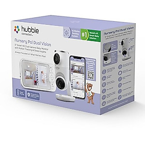 Hubble Connected Dual Vision Smart HD Baby Monitor with 2 Cameras, WiFi Baby Monitor with App and Screen, Remote Pan Tilt Zoom, 2-Way Talk, AI Motion Tracking, Night Vision, Room Temperature Sensor