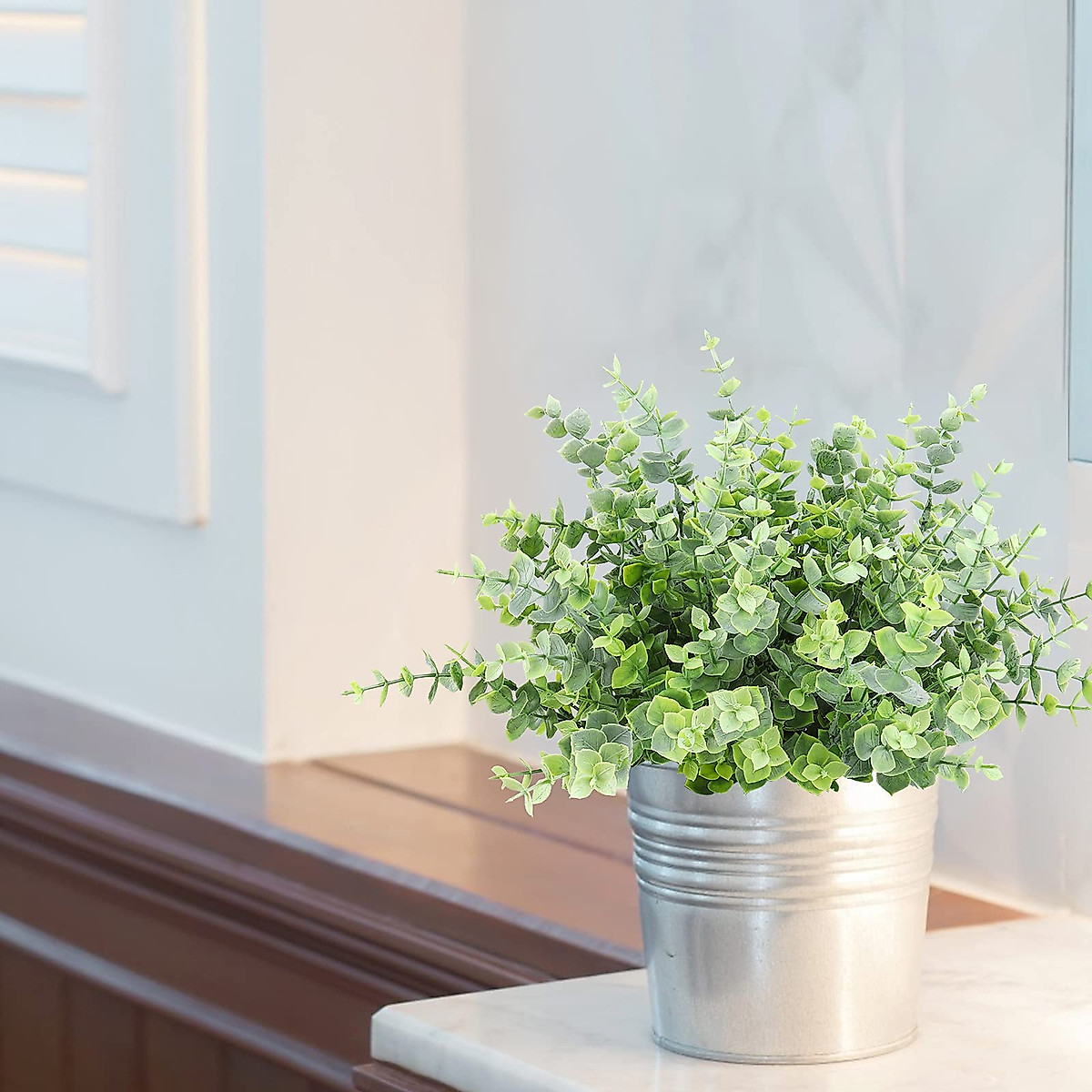 THE BLOOM TIMES 18 Pack Artificial Greenery Stems Fake Greenery Boxwood Picks Faux Plants Outdoor UV Resistant for Farmhouse Home Garden Patio Wedding Indoor Outside Decor in Bulk Wholesale