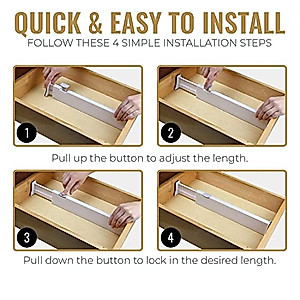 RAPTUROUS Deep Drawer Divider 5 Pack, [5 Inch Tall, 13-22"] Long Expandable, Adjustable Drawer Dividers for Clothing, Clothes, Dresser, Kitchen, Strong & Sturdy Hold, Soft Foam Edges（White）