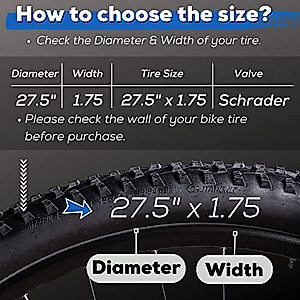 Corki Cycles Bike Inner Tubes 27.5" x 1.75/1.95/2.0/2.1/2.125 Schrader Valve 32mm 2 Pack