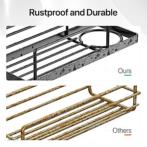 iSPECLE Sponge Holder with Suction Cups, 3-in-1 Sponge Holder for Kitchen Sink, Kitchen Sink Caddy, Dish Sponge Holder for Saving Space, Black,2 Packs