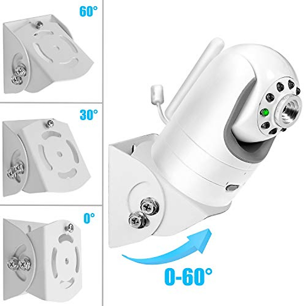 Baby Monitor Wall Mount for Infant Optics DXR-8,Adjustable Angle Mounting Brackets for Motorola,Babysense,HelloBaby and Most Universal Monitors Camera,Aluminum Alloy Material(White)