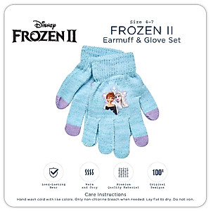 Disney Girls Frozen Elsa & Anna and Minnie Mouse Earmuff and Gloves Set (Age 4-7)
