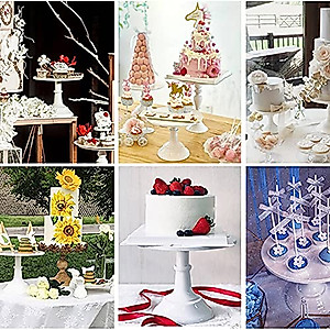 ATRDTO Set of 3 Pieces Cake Stands Iron Cake Holder Dessert Display Plate Serving Tray for Baby Shower Wedding Birthday Party (White)