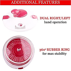 Lemarsar's Large Salad SPINNER BUNDLED with PEELER, SHARPENER and Uncut GLOVES - the Ultimate Tool for Crispy Lettuce, Perfectly washed Vegetables and Fruits - 4 ITEMS