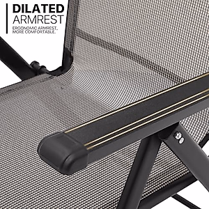 MoNiBloom 3 in 1 Lounge Chair Set of 2 Patio Folding Lawn Lounge Chairs Outdoor Lounge High Back Chair Camp Reclining Lounge Chair with Retractable Footrest for Poolside Backyard, 300lbs Capacity