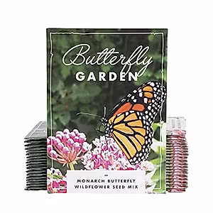American Meadows Wildflower Seed Packets ''Butterfly Garden'' Favors (Pack of 20) - Pollinator Wildflower Seed Mix to Attract Hummingbirds, Bees, and Butterflies, Party Favors for Any Occasion