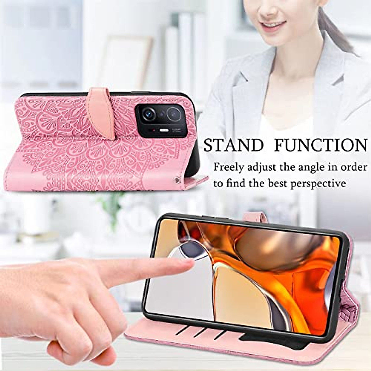 YukeTop Case for Oppo Reno2 Z, PU Leather Flip Folio Wallet Cover, with Card Slots, Case Cover for Oppo Reno2 Z.(Pink)