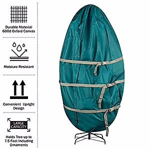 Tiny Tim Totes 83-DT5582 Premium Upright Christmas Tree Canvas Storage Cover Bag | 7.5 FT | Green, Foot