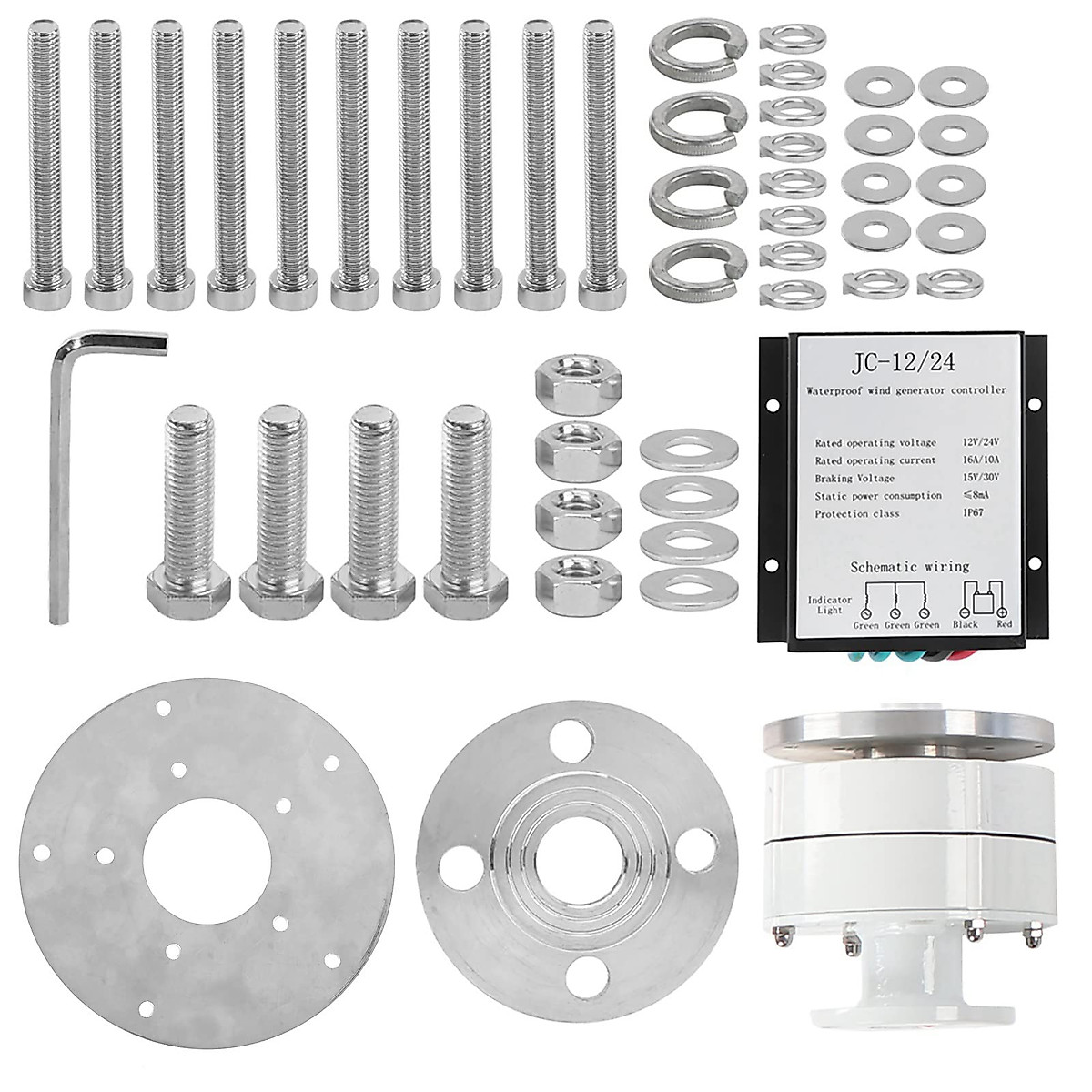 Wind Turbine Generator, 12V 24V 48V 1200W Wind Vertical Axis Generator with Hybrid Controller, 5 Leavies Wind Turbine Generator Kit for Boats, Terraces, Cabins, Mobile Homes(#1)
