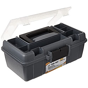 Plano Molding 114-002 13-Inch Compact Tool Box, Graphite Gray with Black Handle and Latches
