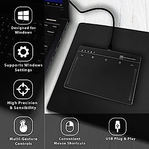 KEYMECHER Mano Multi-Gesture Wired Trackpad for Windows 7 and Windows 10, USB Slim Touchpad Mouse for Computer, Notebook, PC, and Laptop (Aluminum Black, Support Windows Precision Touchpad)