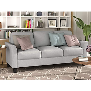Harper&Bright Designs 3-Seat Sofa Living Room Linen Fabric Sofa Upholstered Sofa with Cushion Back (Light Gray)