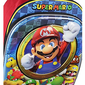 Nintendo Super Mario Bros All Over Character Molded Iridescent 16" Backpack