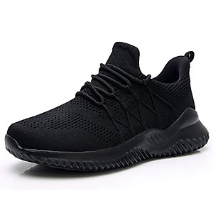 Non Slip Walking Shoes for Women - Slip on Sneakers Lightweight Fashion Casual Tennis Shoes All Black Size 10.5