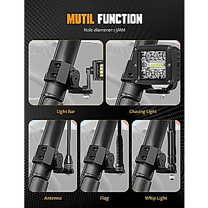 UTV Whip Mount for Polaris Ranger, 360°Adjustable Heavy-Duty UTV Whip Mounting Bracket for Polaris Ranger General Can am Defender Commander 2021+ Maverick Trail/Sport Work for Pro-fit Cage（1 Pcs）