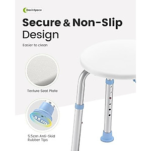 OasisSpace Shower Chair for Inside Shower, Adjustable Shower Stool,Bathtub Seat Bench with Anti-Slip Rubber Tips for Safety and Stability, Handicap Bathroom Stool for Seniors, Disabled, Handicap