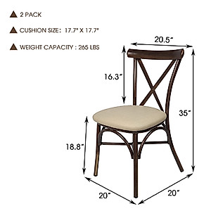 Koreyosh Modern Dining Chair Set of 2, Upholstered PU Leather Dining Room Chairs, Comfortable X-Shape Back Kitchen Chairs with Aluminum Frame for Outdoor or Indoor Use, Sand Beige