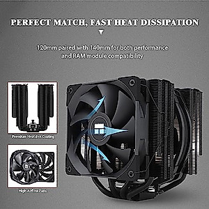 Thermalright Frost Spirit 140 BLACK V3 CPU Air Cooler, Dual Tower 4x8mm Heat Pipes, D14B and C12B PWM Fan, Aluminium Heatsink Cover, AGHP Technology, for AMD AM4/AM5/Intel LGA 1150/1151/1200/2011/2066