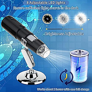 Necesa Wireless Digital Microscope,USB Microscope 50-1000 X Magnification Pocket Handheld Mini Portable WiFi Coin Microscopes Camera for Kids Children Student Adult Android iOS Phone Tablet Computer