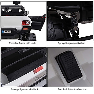 Aosom 53" L 2-Seater 12V Police Car Ride On Truck with Remote Control, Battery Operated Electric Car for Kids with Suspension, MP3 Player, Lights, Music, Horn, White