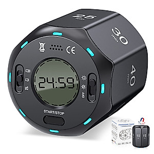 Pomodoro Timer, Digital Cube Timer for Cooking, Productivity Magnetic Countdown Timer, Visual Flip Focus Timer Silent & Alarm Gravity Timer for Study, Cooking, Workout, Office