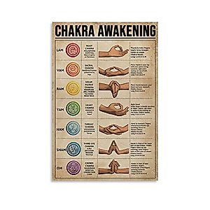 MMNB Retro Yoga Poster Chakra Awakening Knowledge Decorative Painting Canvas Wall Posters and Art Picture Print