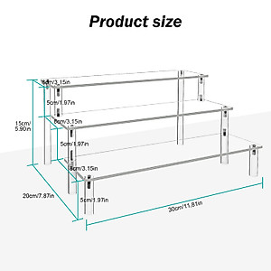 Acrylic Display Risers,Clear Shelf 3 Tier Cupcake Display Stand Steps for Food Desserts Stand Perfume Organizer Funko POP Collections，Small Mini Display Stand for Organizer and Decoration(12x8x6Inch)