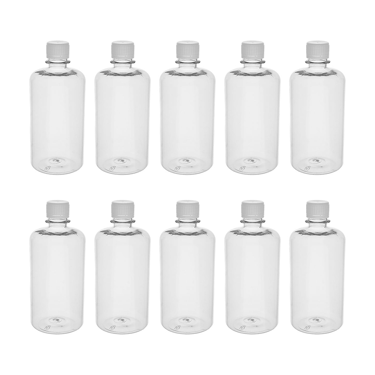 Aicosineg 10Pcs 500ml Plastic Container Lab Chemical Reagent Bottles 16.91oz Small Mouth Storage Bottles Plastic Sample Liquid Storage Containers Sealing Bottles with White Cap for Food Stores Clear