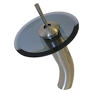 Novatto GF-001BN-S Falls Single Lever Waterfall Vessel Faucet, Smoke Glass