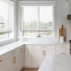 CHICOLOGY Faux Wood Blinds , Window Blinds , Wood Blinds , Window Shades , Window Treatments , Blinds & Shades , Window Shades For Home , Wooden Blinds , Basic White , 34"W X 60"H