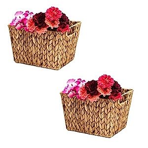 11.5" Hyacinth Storage Basket with Handles, Rectangular, by Trademark Innovations (Set of 2)