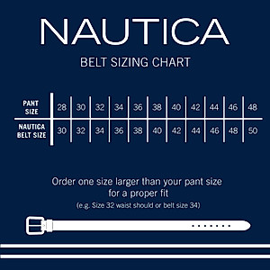 Nautica Mens Bold Fashion And Dress Leather With Metal Buckle Belt, Casual Overlay - Grey, 34 Inch US