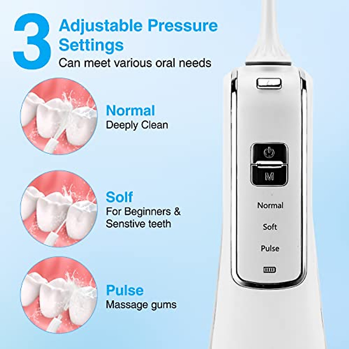 Water Flosser Cordless Teeth Cleaner - Pritech Professional Oral Irrigator Dental Calculus Remover for Travel & Home, Braces & Bridges Care, Tartar Scraper Plaque Remover for Teeth…