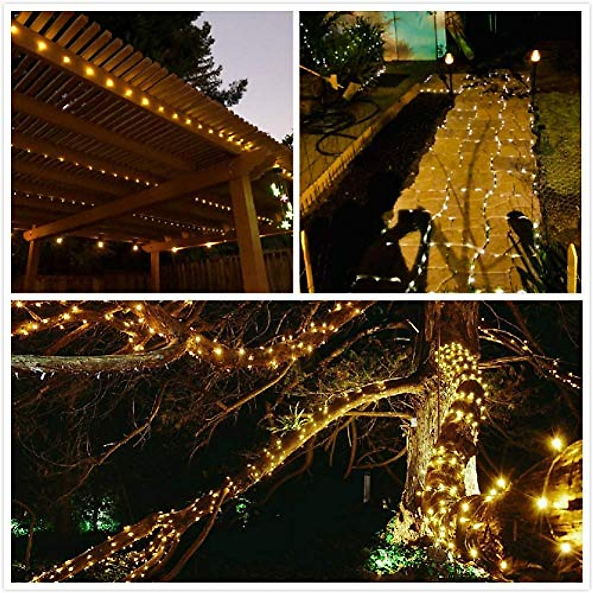 Extra-Long Solar String Lights Outdoor, 2-Pack Each 72FT 200 LED Solar Lights Outdoor, Waterproof Copper Wire 8 Modes Solar Fairy Lights for Tree Garden Xmas Party Wedding -Auto On/Off (Warm White)