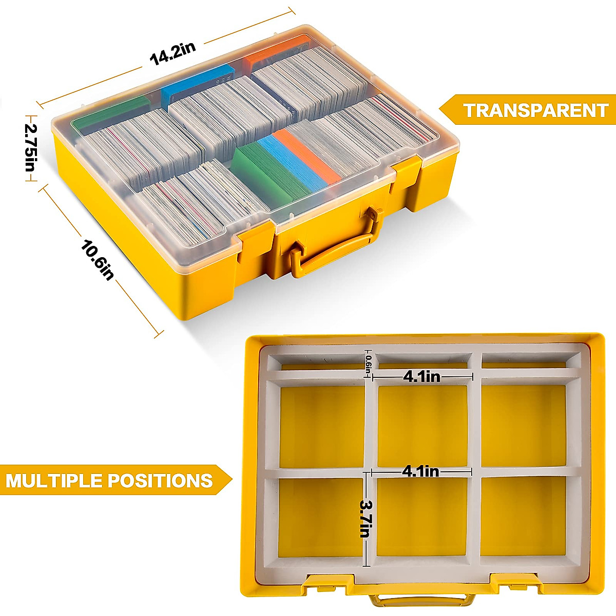 ALCYON Baseball Cards Storage Box, 2200+ Football Card Holder Organizer Case Compatible with Against Maturity, C.A.H MTG Deck/for Against Humanity/for Magic The Gathering Sports Cards (Box Only)
