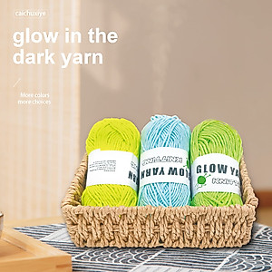 4 Pcs Glow in The Dark Yarn, Sewing Supplies,(55yd 50m) for Crocheting for DIY Arts, Crafts & Sewing Beginners Glow in The Dark Party (White Lemon Yellow Light Blue Light Green Green)