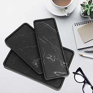 Suanti Bathroom Vanity Sink Counter Organization,Black Marble Style Vanity Countertop Organizer for Soap Towel Perfume Holder Plant Bathroom Accessories-Small