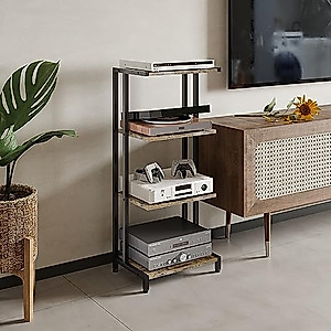 X-cosrack 4-Tier AV Media Stand Corner Shelf Wooden Corner Shelves Component Cabinet Stereo Audio Rack Stand Tower Perfect for DVD Players:Game Console:TV Box:Cable Box:Xbox:WiFi Router